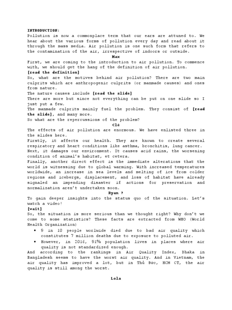 Presentation Scripts | Download Free PDF | Air Pollution | Pollution