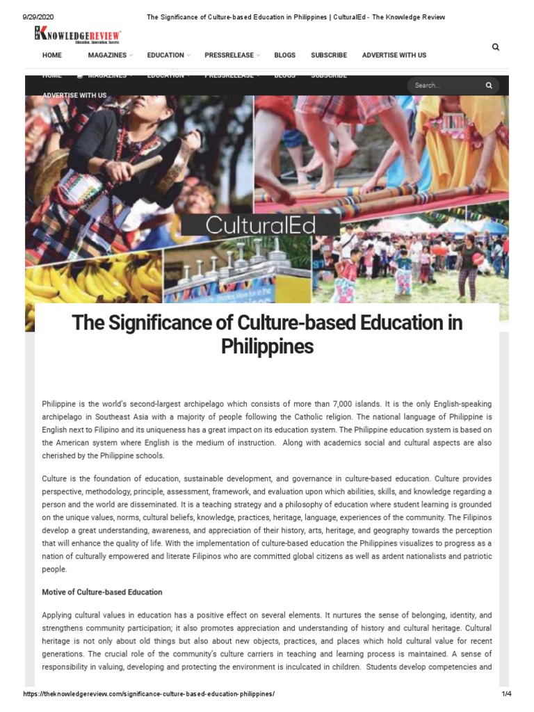 The Significance of Culture-Based Education in Philippines | PDF ...