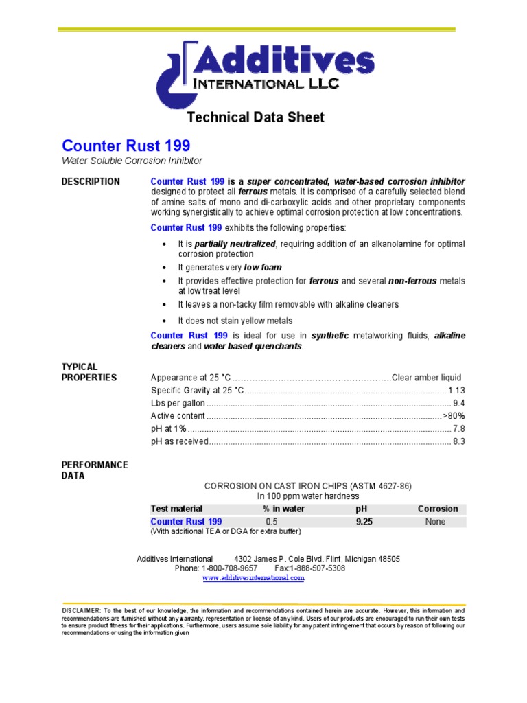 Counter Rust 199: Technical Data Sheet | PDF | Rust | Corrosion
