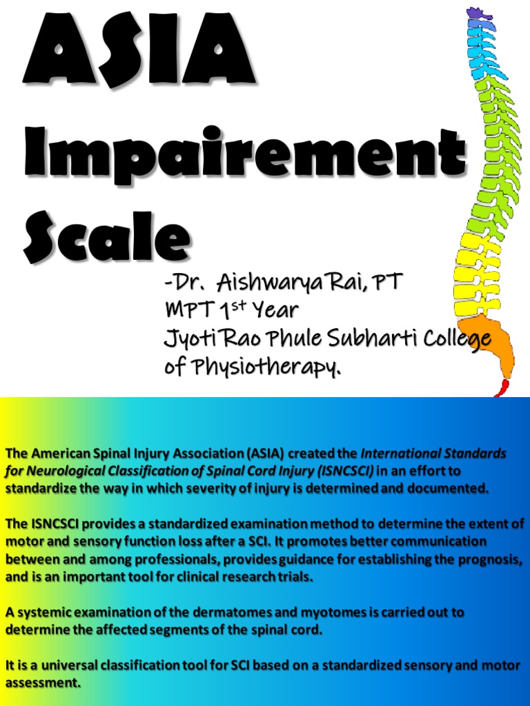 Asia Scale | PDF | Anatomical Terms Of Motion | Vertebral Column