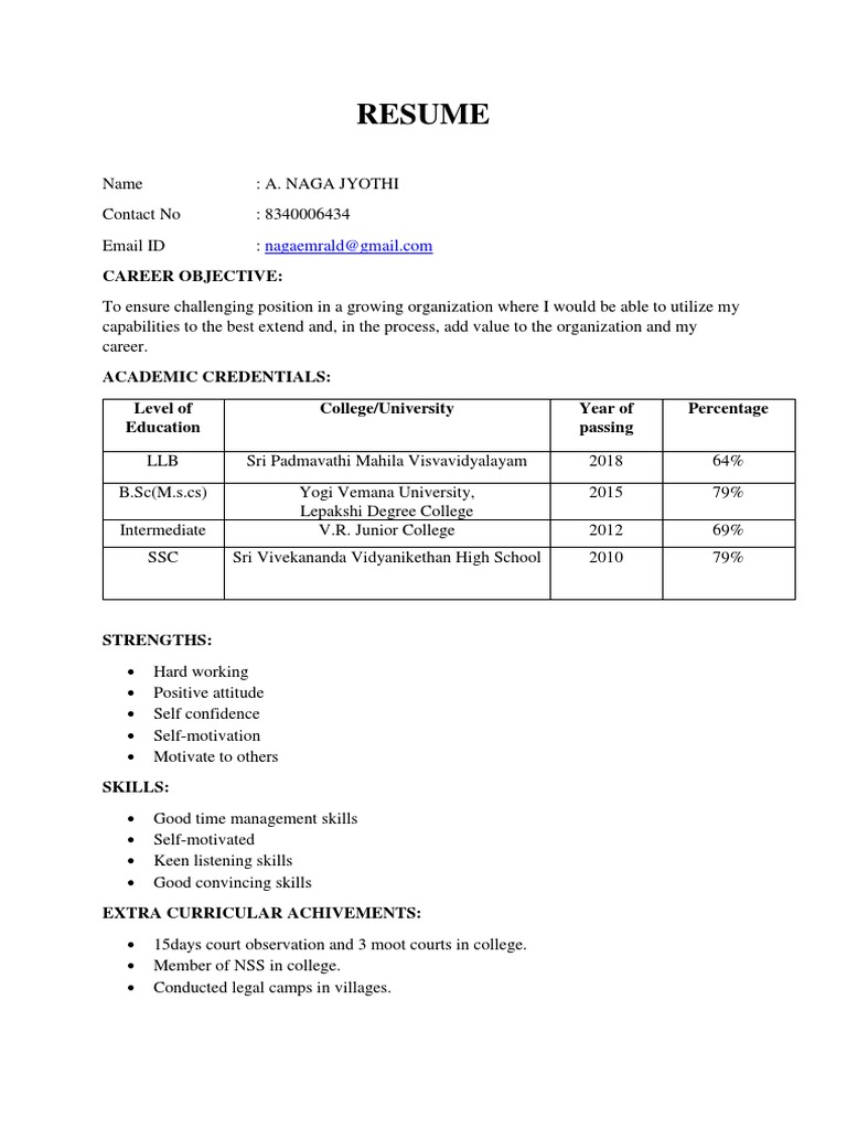 Jyothi Resume | PDF