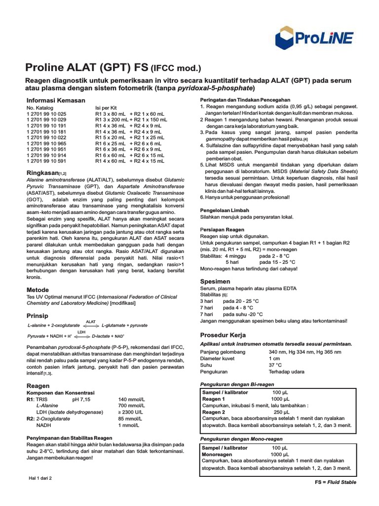 Package Insert ALAT GPT FS IFCC Mod. Indonesia Ed.12 | PDF