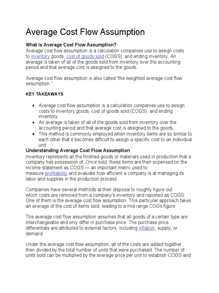 Average Cost Flow Assumption | PDF | Cost Of Goods Sold | Inventory