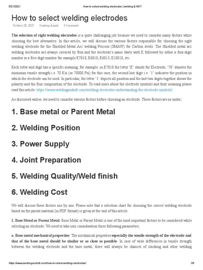 Electrode Selection for Welding Guide | PDF | Welding | Construction