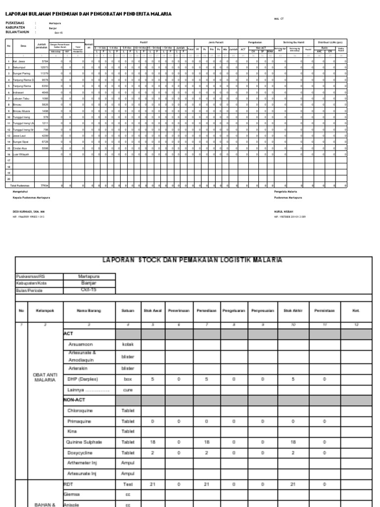 FORMAT LAPORAN MALARIA BARU Dinas | PDF | Malaria | Pharmacology