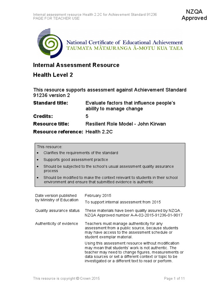 Health2 2C Feb15 | PDF | Psychological Resilience | Educational Assessment