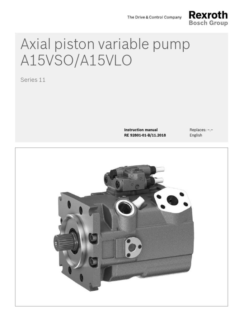 Axial Piston Variable Pump A15VSO/A15VLO | PDF | Safety | Electrical ...