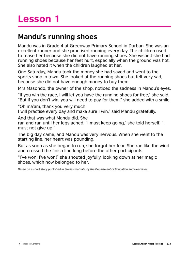 Mandu's Running Shoes Help Her Win a Race | PDF