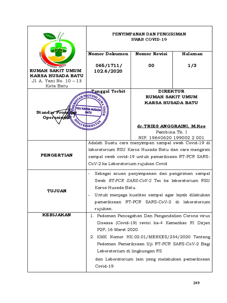 Penyimpanan Dan Pengiriman Sampel SDH | PDF