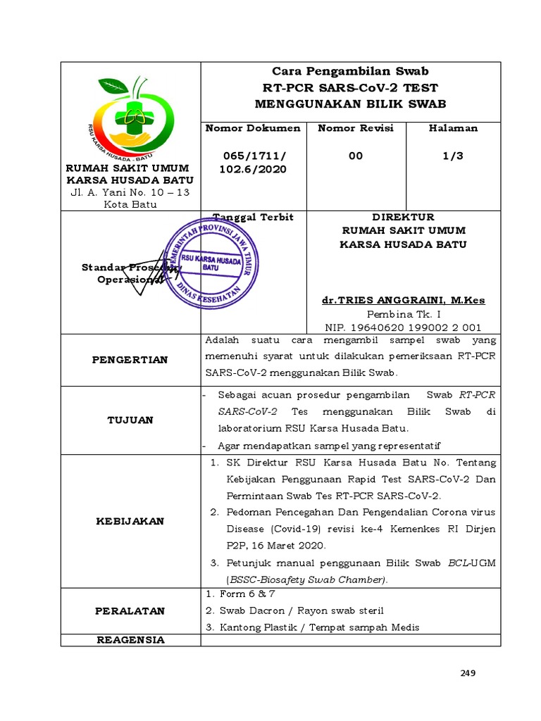 Pengambilan Swab Biliksdh | PDF