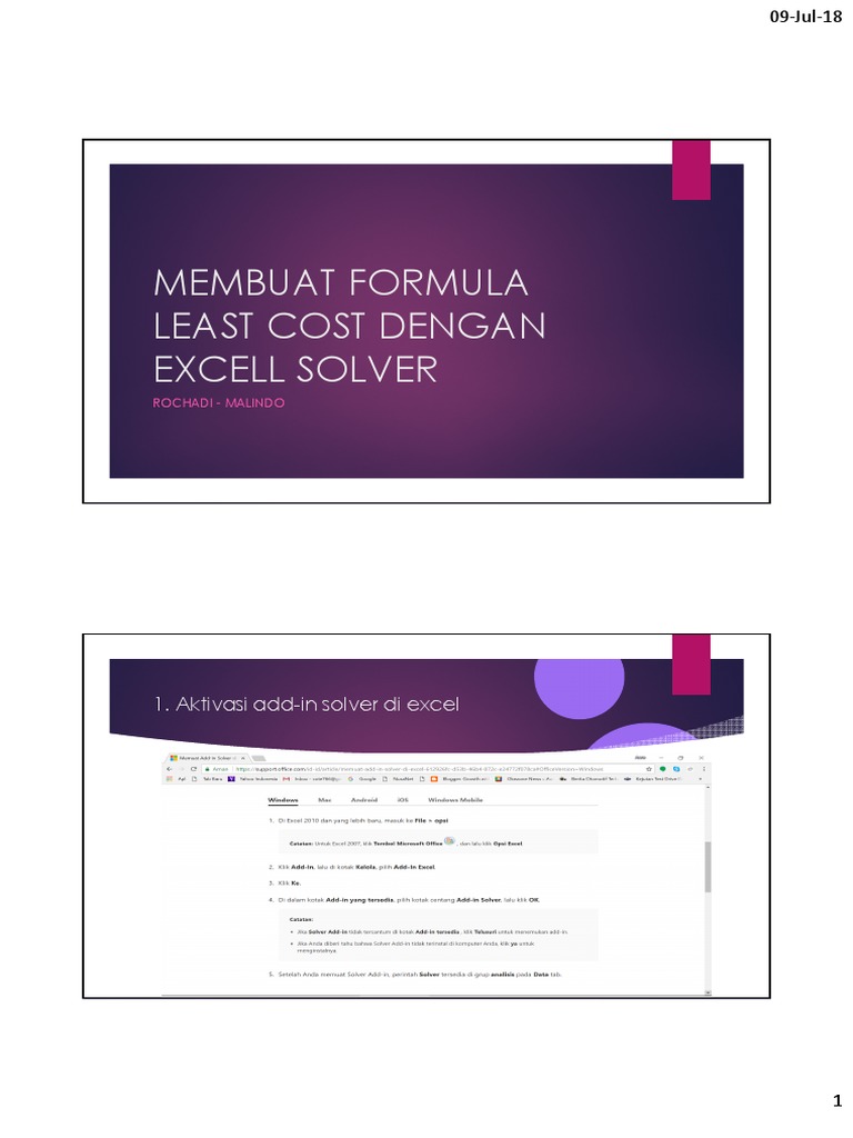 Membuat Formula Least Cost Dengan Excell Solver - 3 | PDF