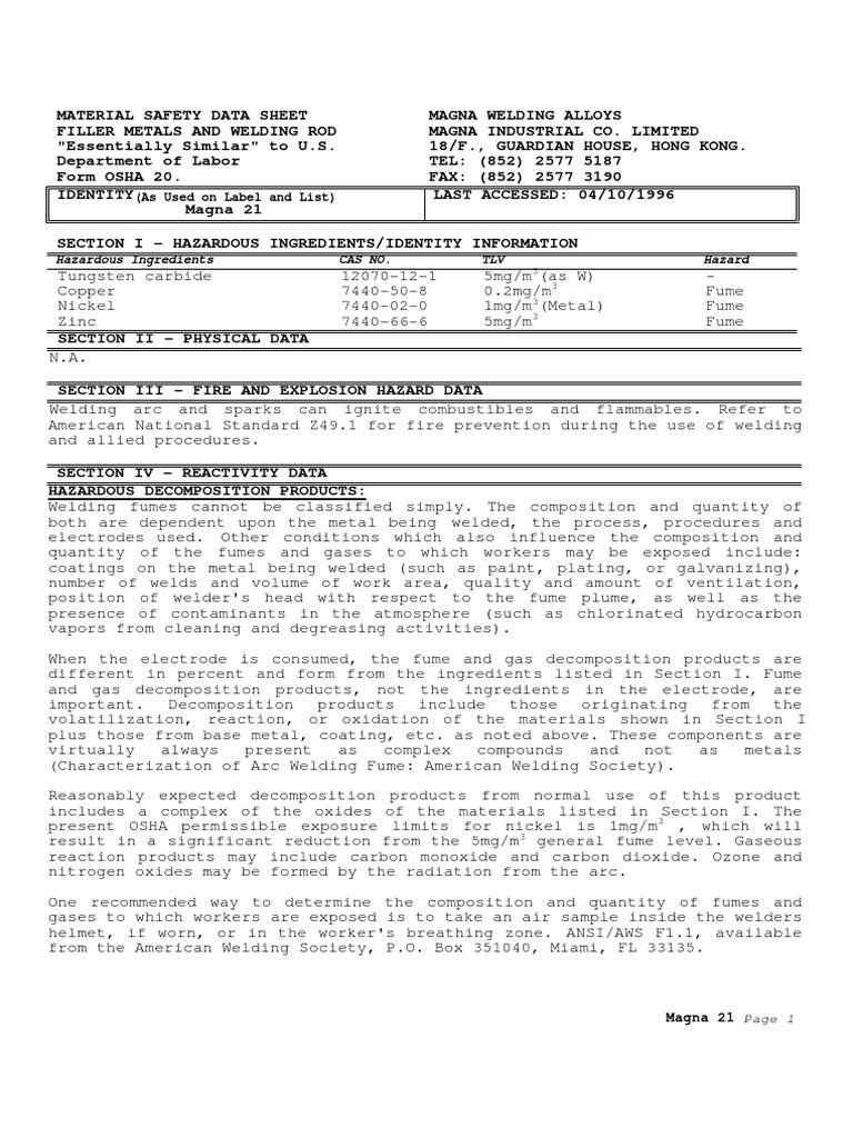 M - ENG - MSDS v1.2 | PDF | Welding | Construction