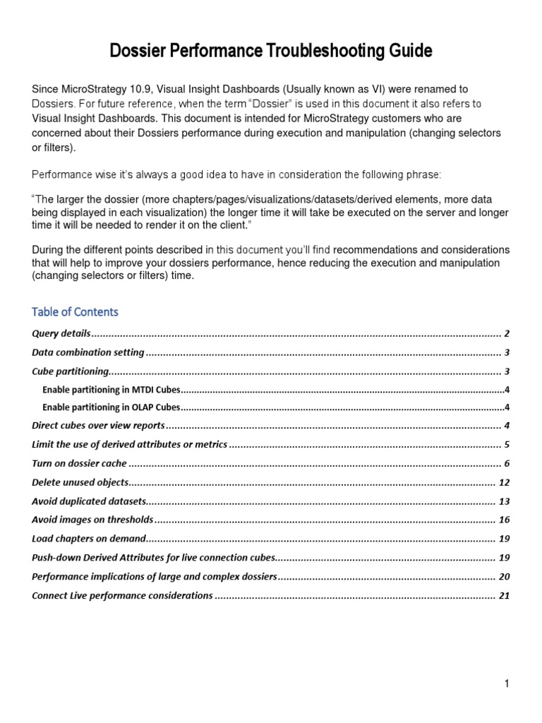 Dossier Performance Troubleshooting Guide | PDF | Cache (Computing) | Server (Computing)
