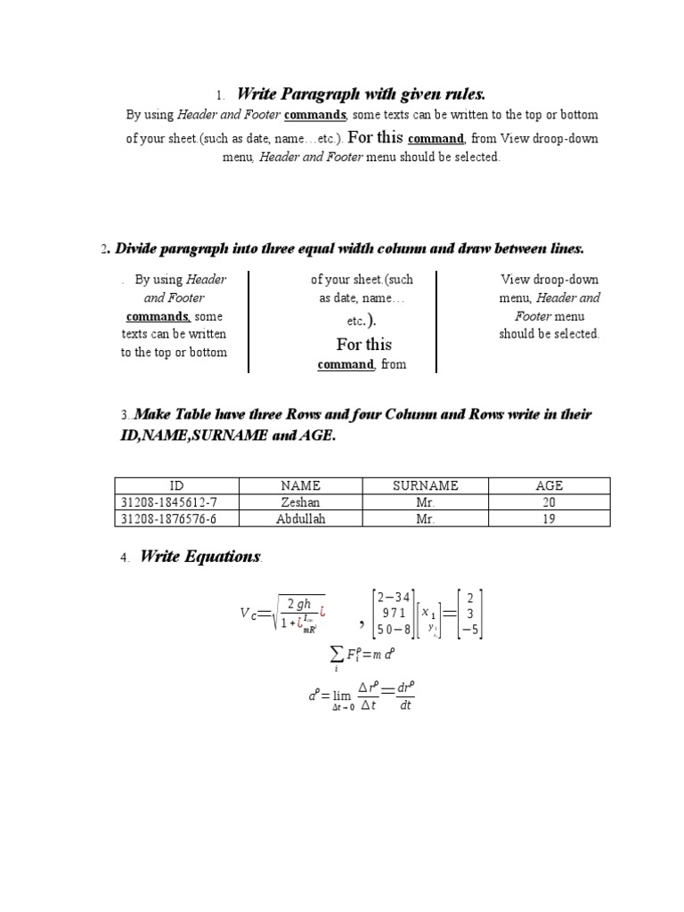 Write Paragraph With Given Rules.: For This | PDF | Teaching Mathematics