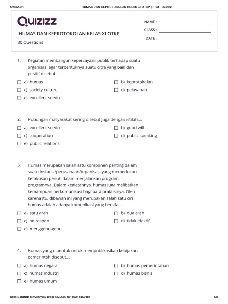 Humas Dan Keprotokolan Kelas Xi Otkp | PDF