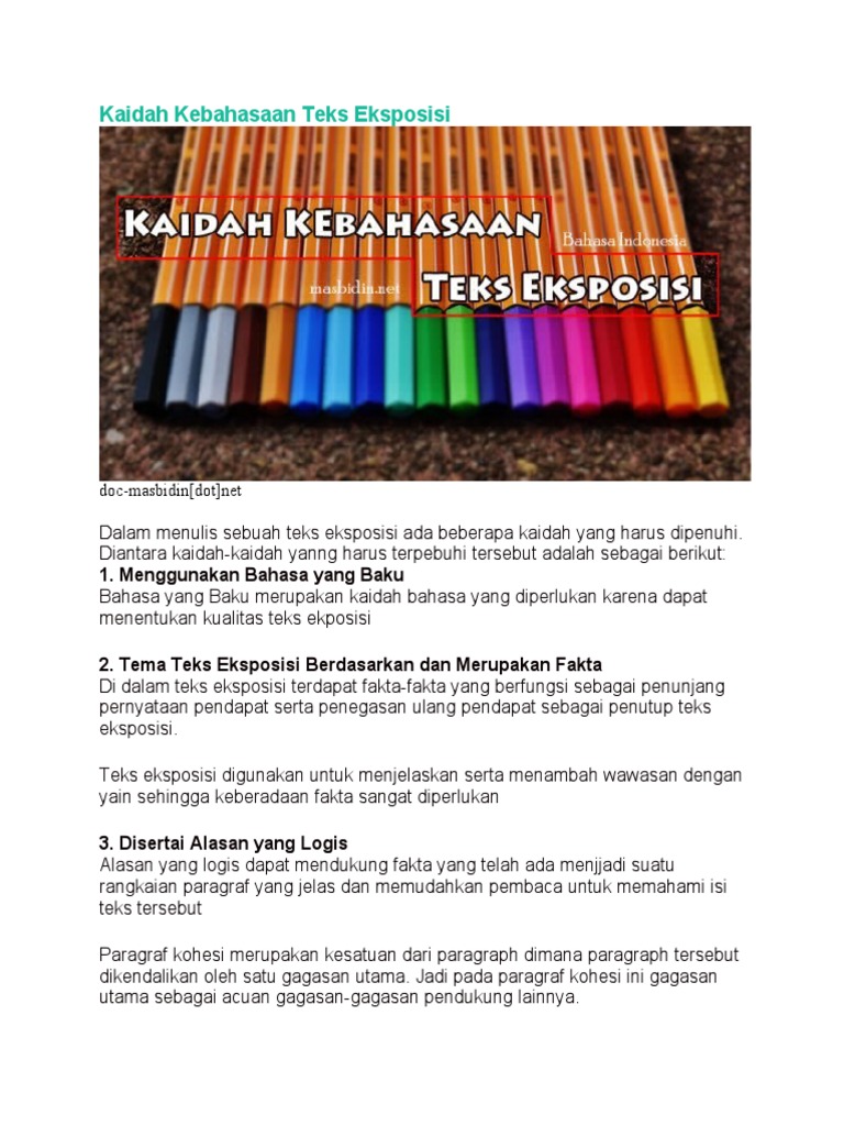 Kaidah Kebahasaan Teks Eksposisi | PDF