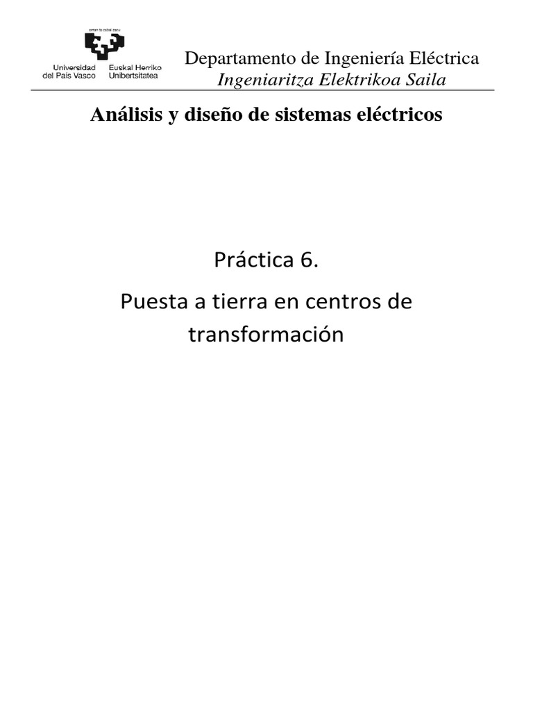 Guion Practica 6 - Puesta A Tierra de CTs | PDF | Subestacion electrica ...