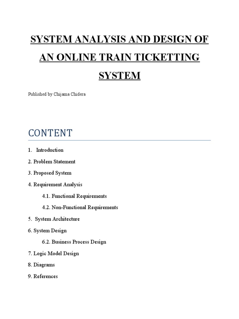 System Analysis and Design of An Online Train Ticketing System | PDF ...