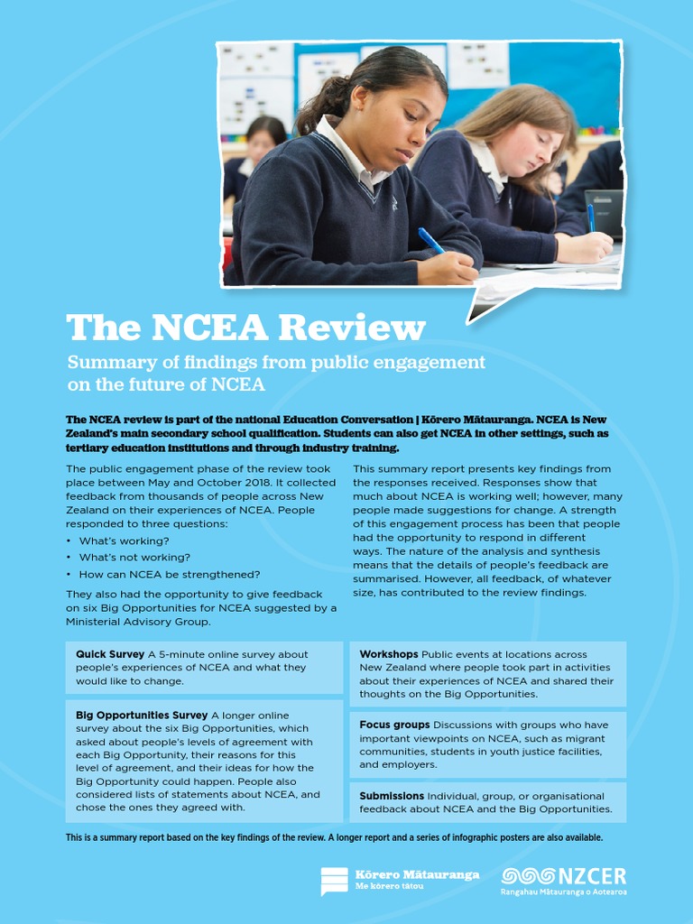 NZCER NCEA+Review Summary FINAL2 | PDF | Teachers | Literacy
