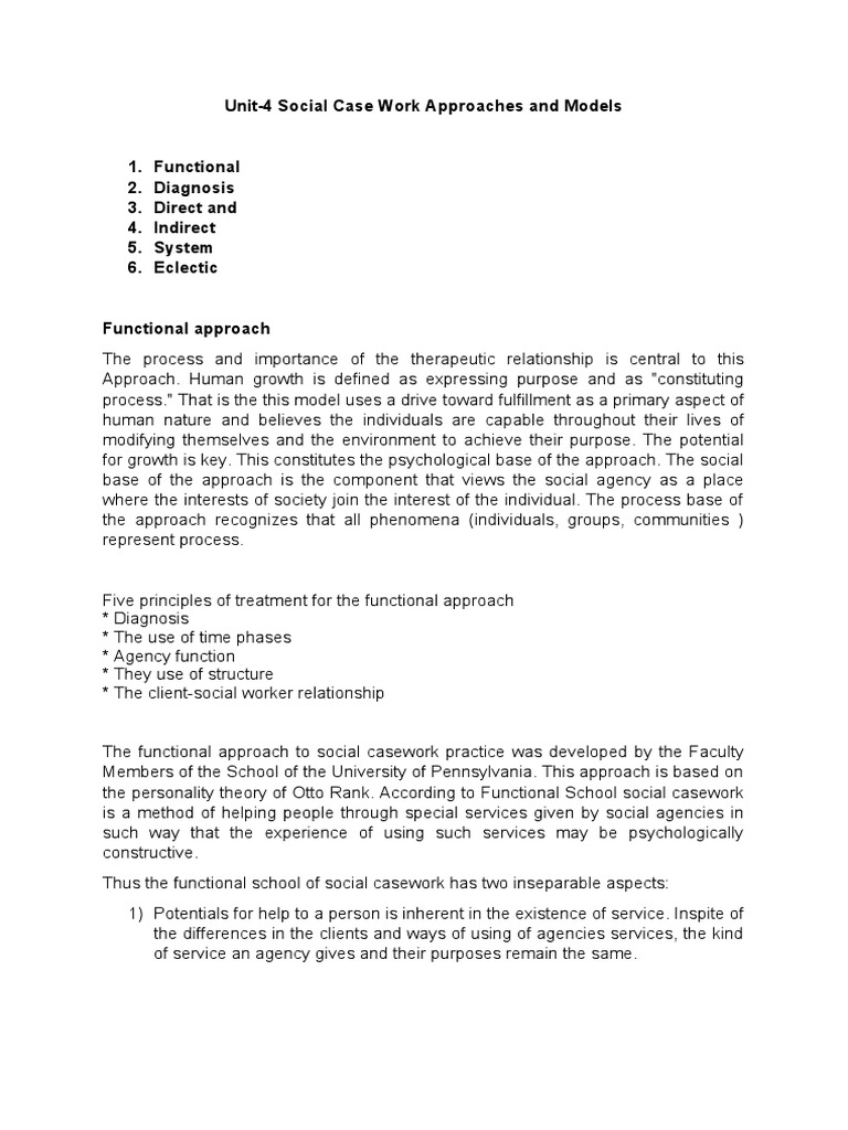 Unit-4 Social Case Work Approaches | PDF | Cognitive Behavioral Therapy ...