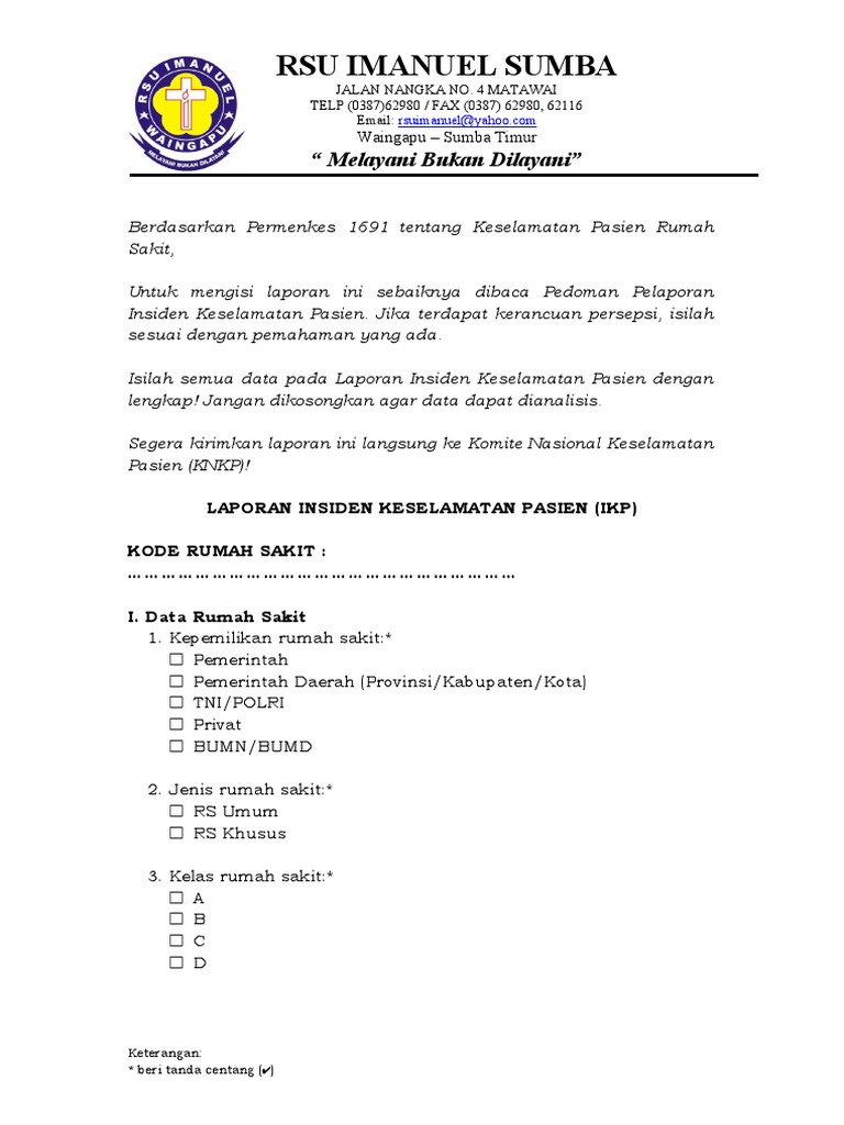 Format Laporan Ikp Rumah Sakit | PDF