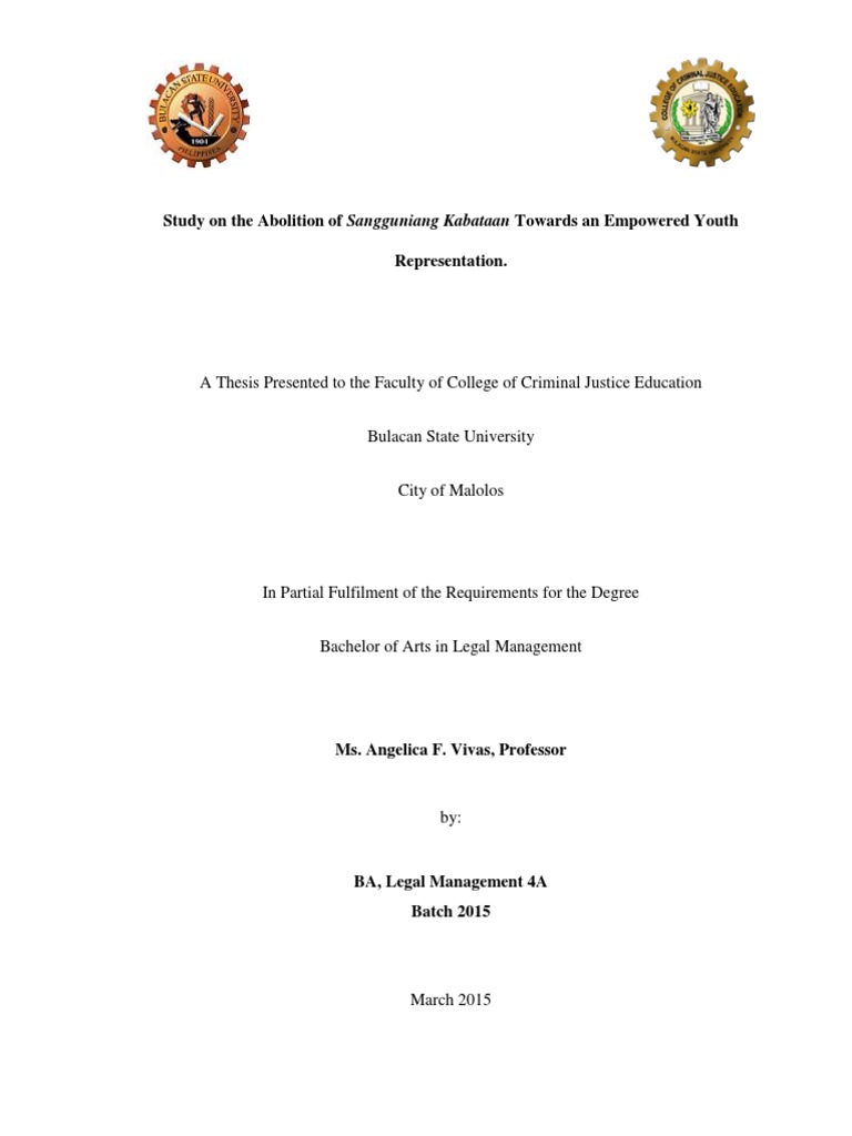 Study On The Abolition of Sangguniang Kabataan | PDF | Government | Policy