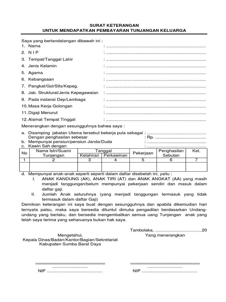Model C Atau Tunjangan Keluarga | PDF