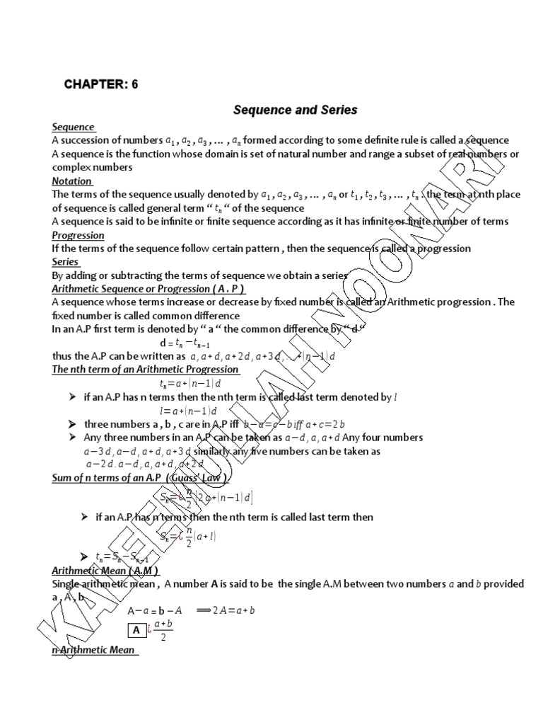 CHAP # 6 Sequence and Series | PDF | Sequence | Mathematical Concepts