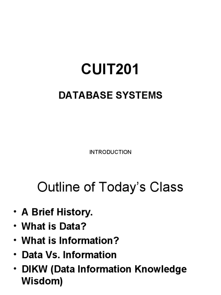 Lecture 1 - Introduction To Databases | PDF | Data | Information