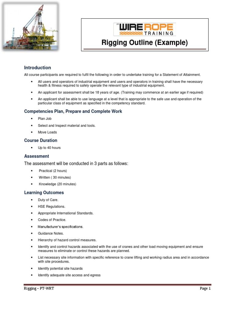 Rigging Outline Example-2 | PDF | Crane (Machine) | Rope
