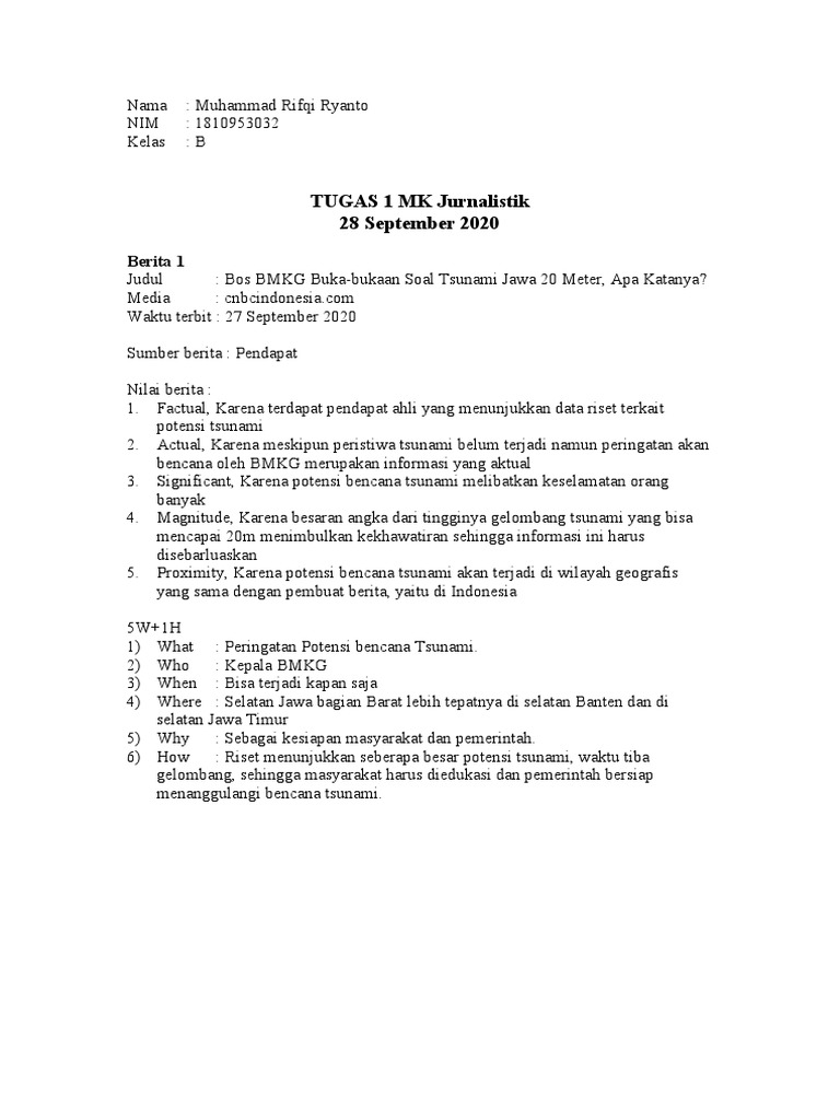 BMKG Tsunami 20m | PDF