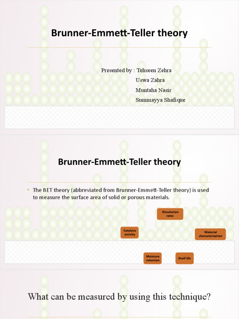 Brunner-Emmett-Teller Theory: Presented By: Tehseen Zehra Uswa Zahra ...