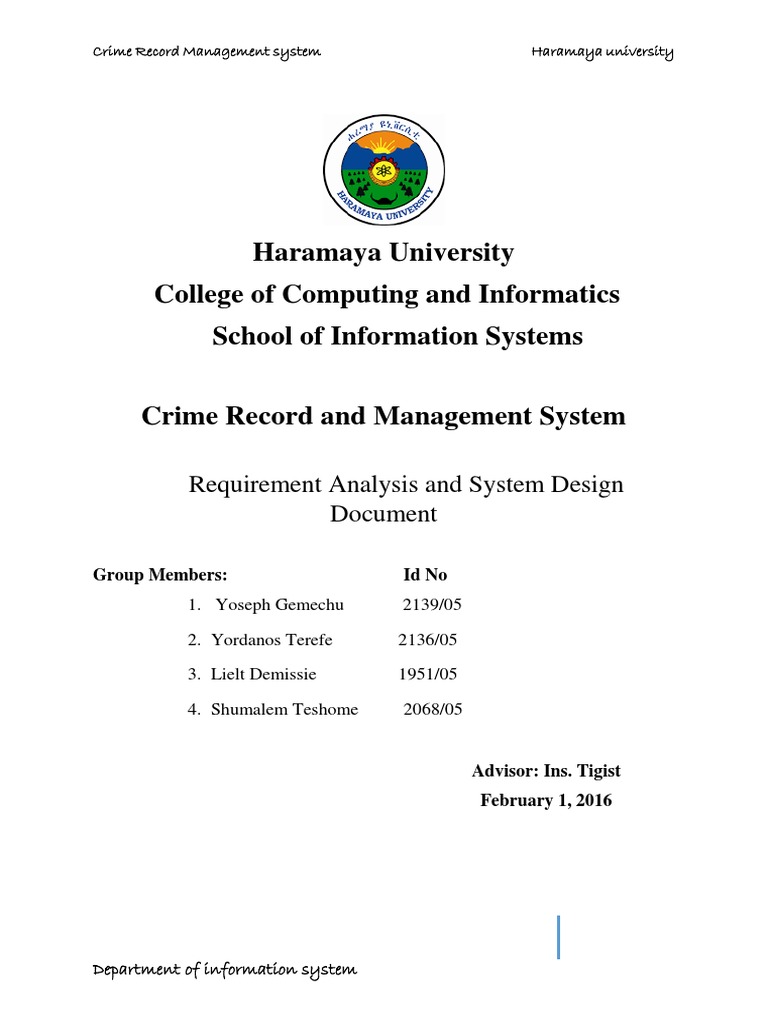 Haramaya University College of Computing and Informatics School of Information Systems | PDF ...