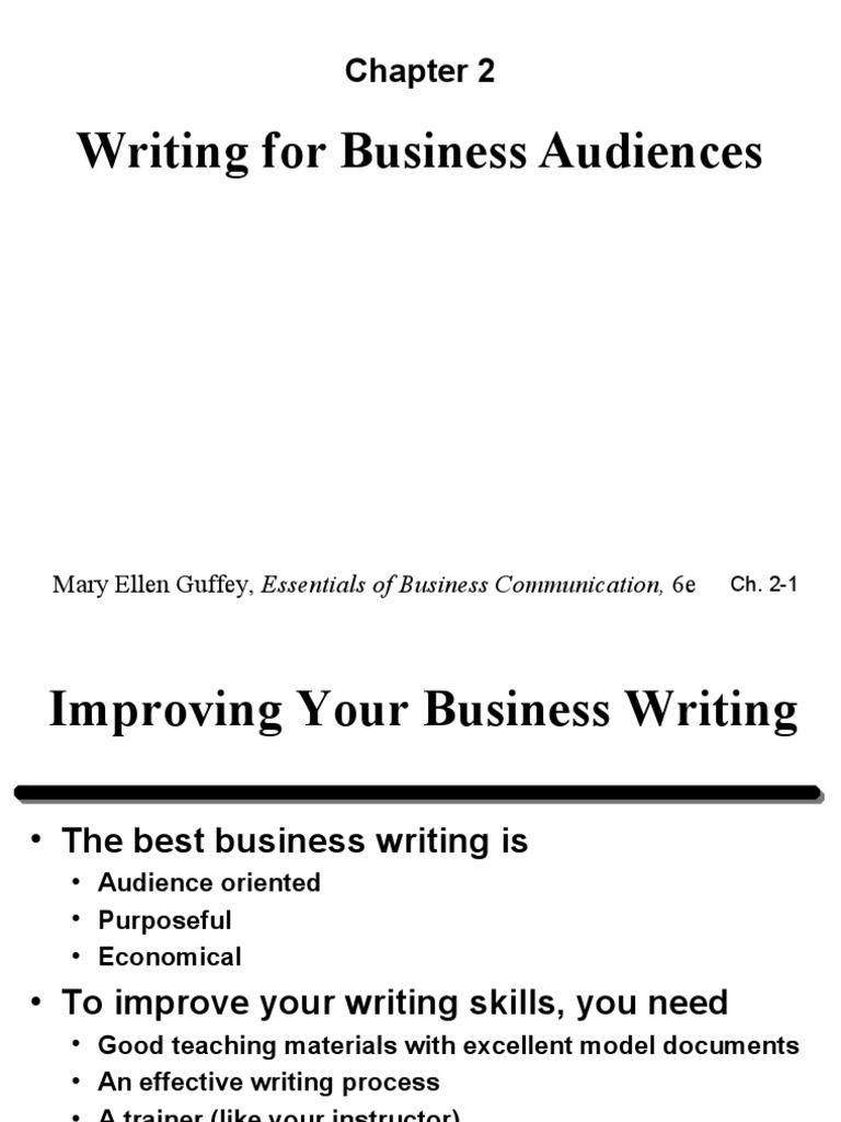 Writing For Business Audiences: Mary Ellen Guffey, Essentials of ...