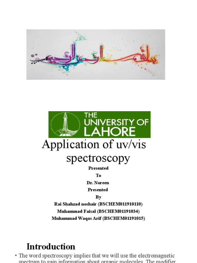 Application Uv Spectrpos | PDF | Ultraviolet–Visible Spectroscopy ...