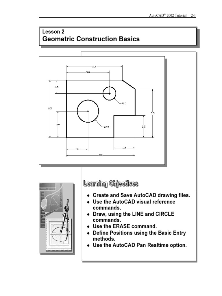 Geometric Construction Basics: Autocad 2002 Tutorial 2-1 | PDF