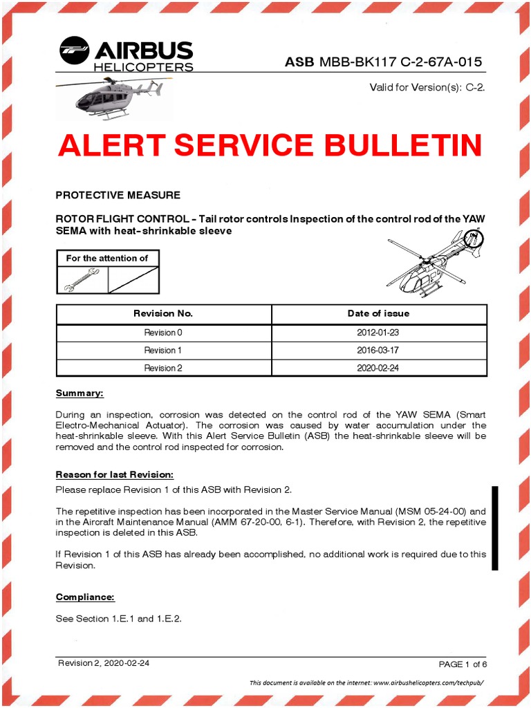 Alert Service Bulletin: ASB MBB-BK117 C-2-67A-015 | Download Free PDF ...