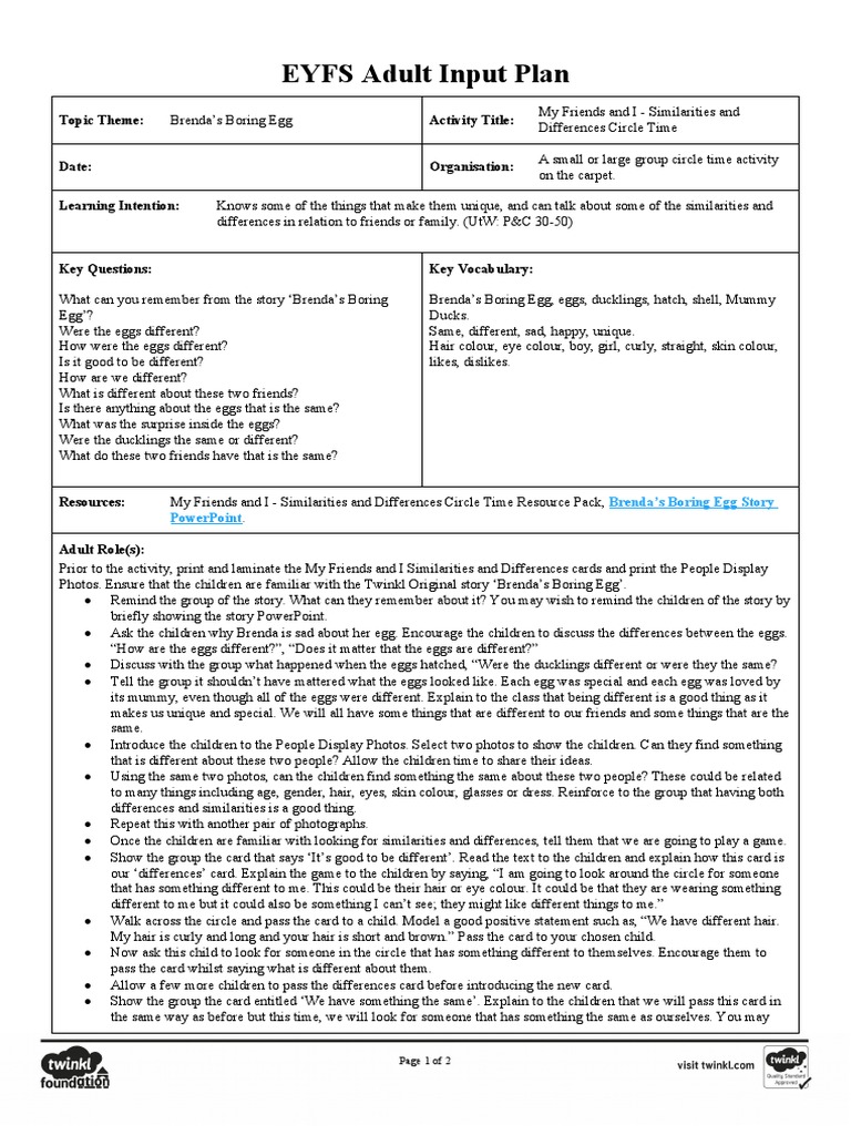 Eyfs Adult Input Plan Topic Theme Activity Title Pdf Attention