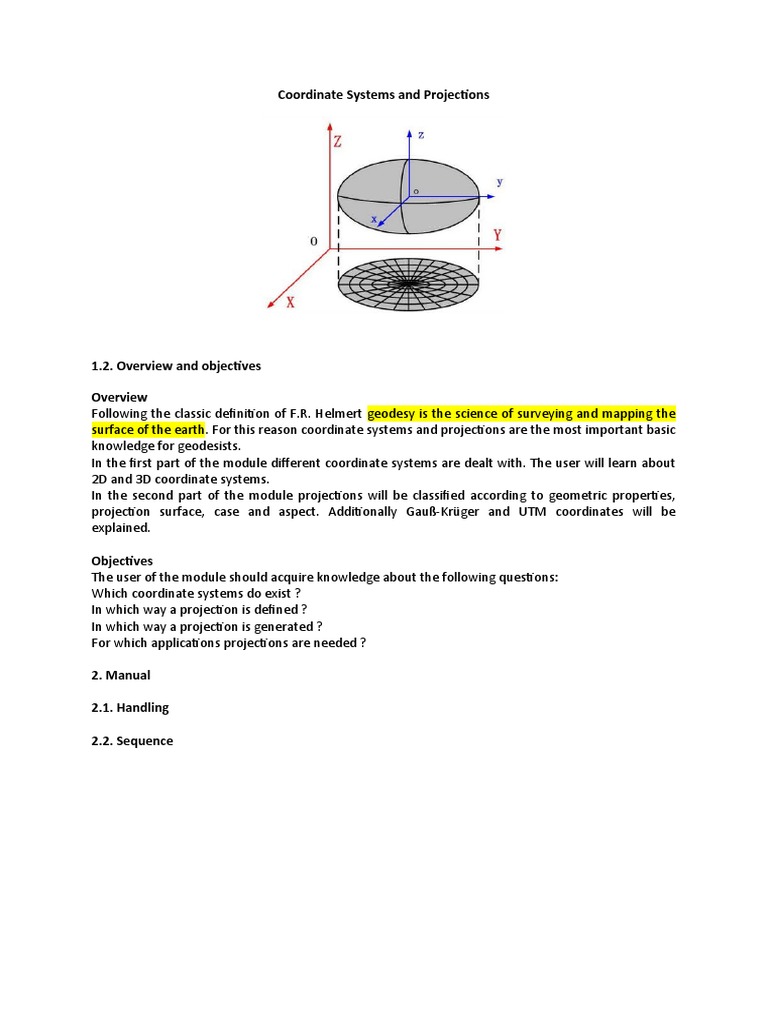 Coordinate Systems and Projections | PDF | Latitude | Cartesian ...