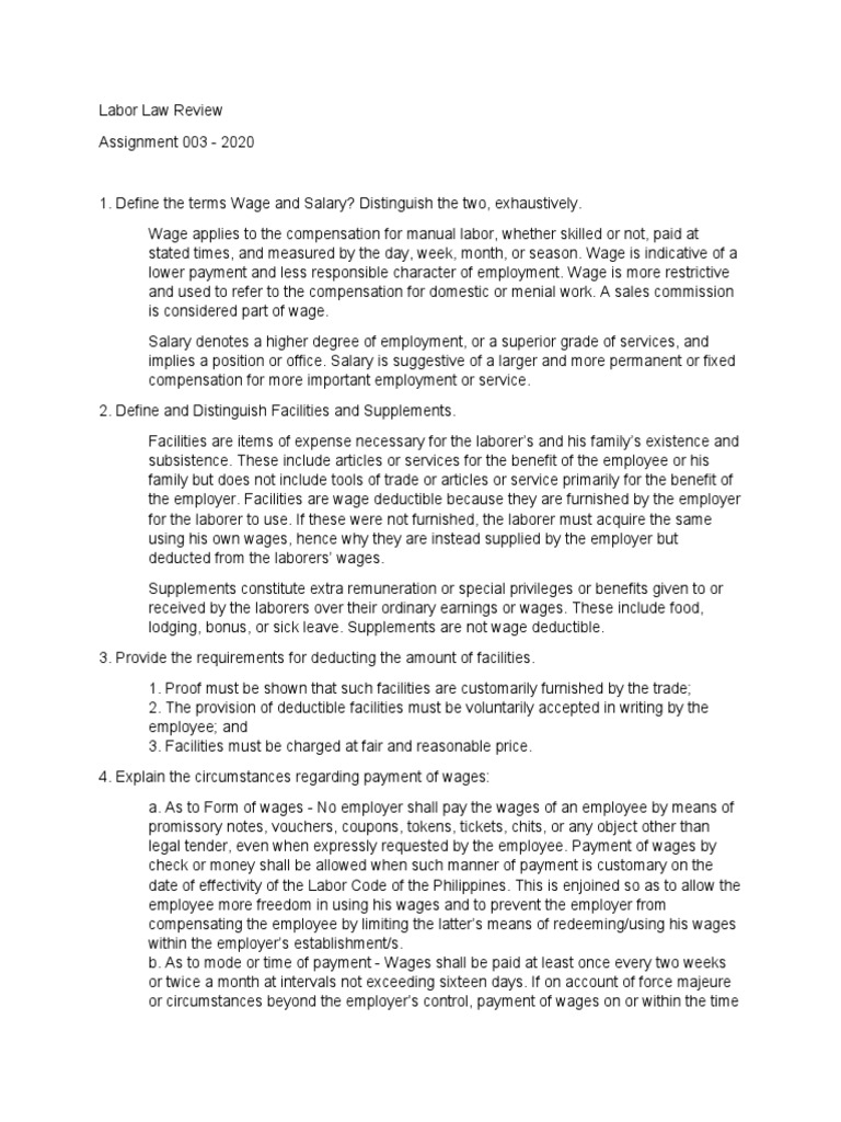 Assignment | PDF | Wage | Employment