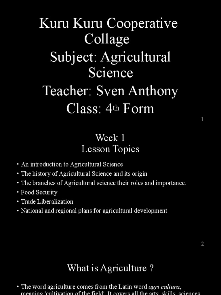 4th Form Agricultural Science Guide | PDF | Agriculture | Food Security
