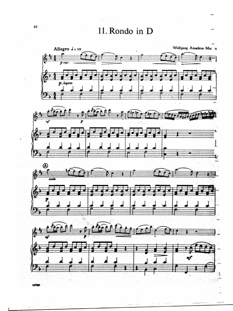 Wolfgang Amadeus Mozart - Rondo in D (Alto Saxophone & Piano) | PDF