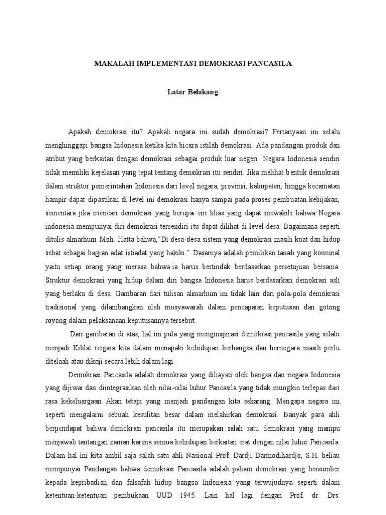 Makalah Implementasi Demokrasi Pancasila | PDF