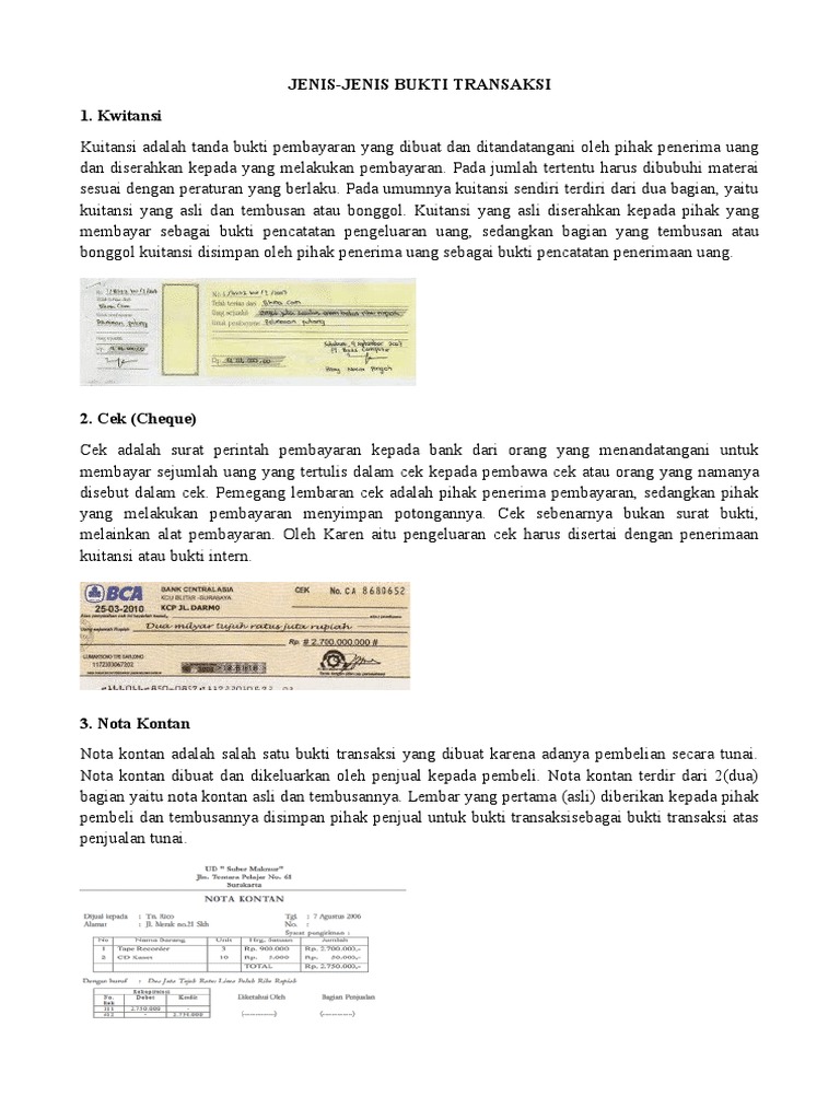 Jenis-Jenis Bukti Transaksi | PDF