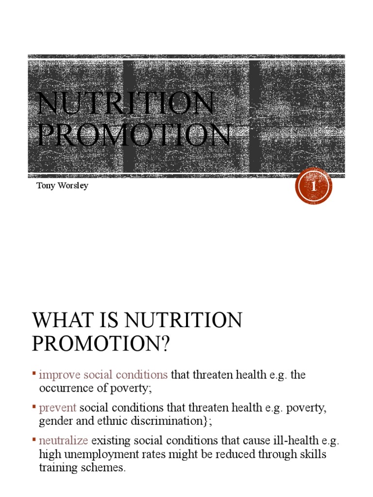 Nutrition Promotion: Tony Worsley | PDF | Healthy Diet | Diet (Nutrition)
