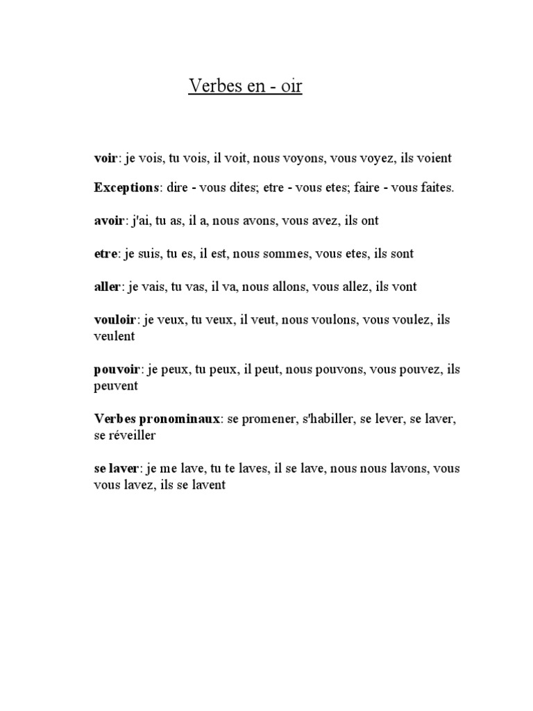 Verbes en - Oir | PDF