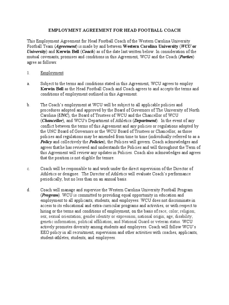 Kerwin Bell - Head Football Coach 2021 - Signed 4-27-21 | PDF ...