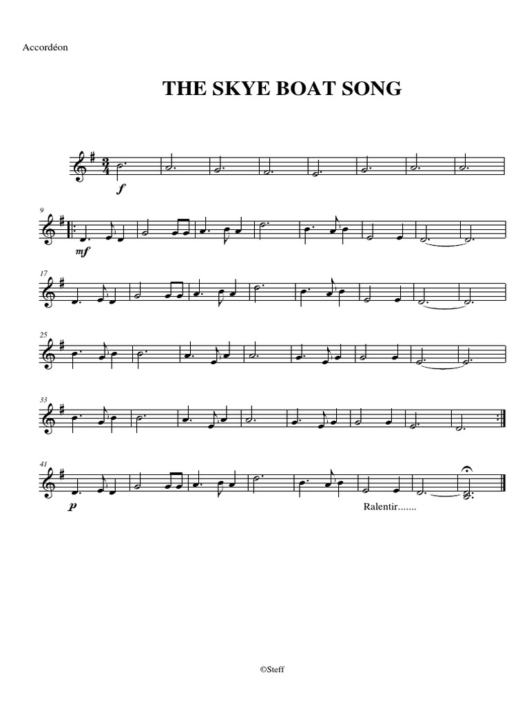 The Skye Boat Song (Accordeon Solo) | PDF