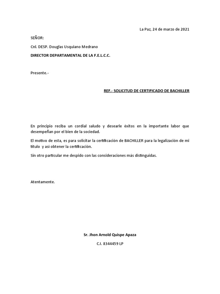 Carta de Solicitud | PDF