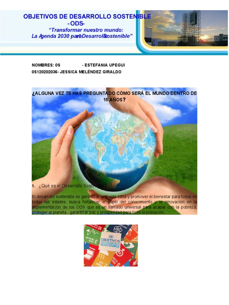 Taller Objetivos Desarrollo Sostenible ODS | PDF | Desarrollo sostenible | Sustentabilidad